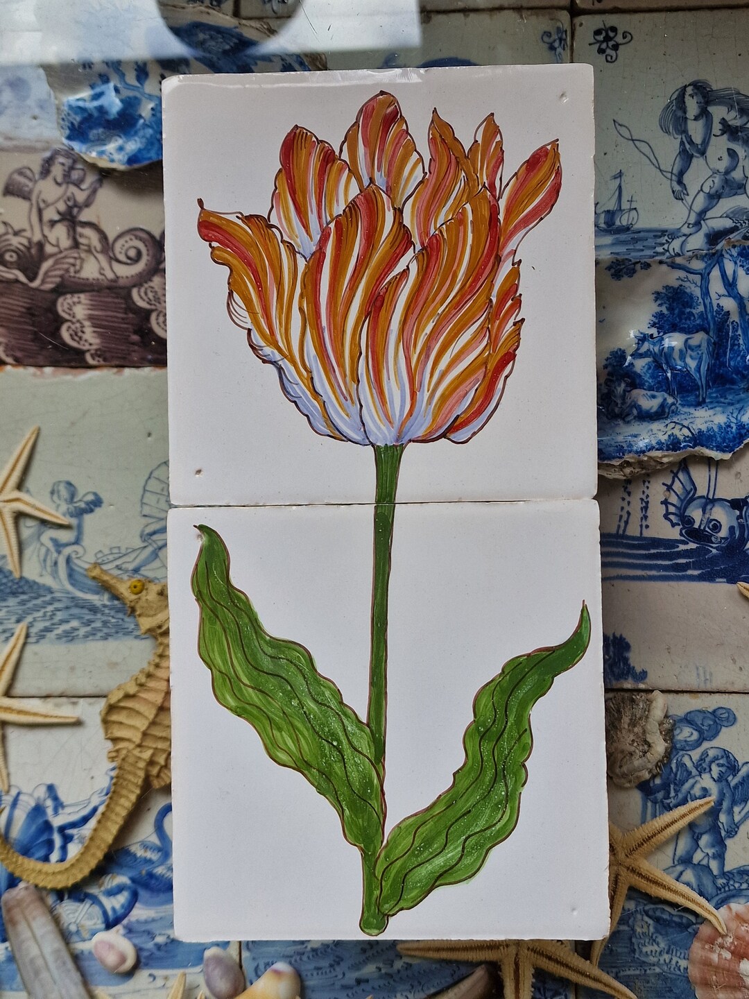 De Hoornse Tulp, the Most Famous Tile Tableau, 2 Tile Tulip Handpainted ...