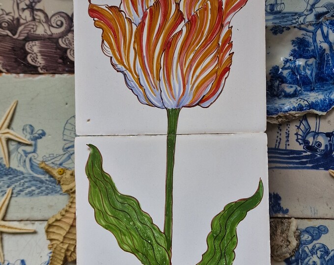 De Hoornse Tulp, the Most Famous Tile Tableau, 2 Tile Tulip Handpainted ...