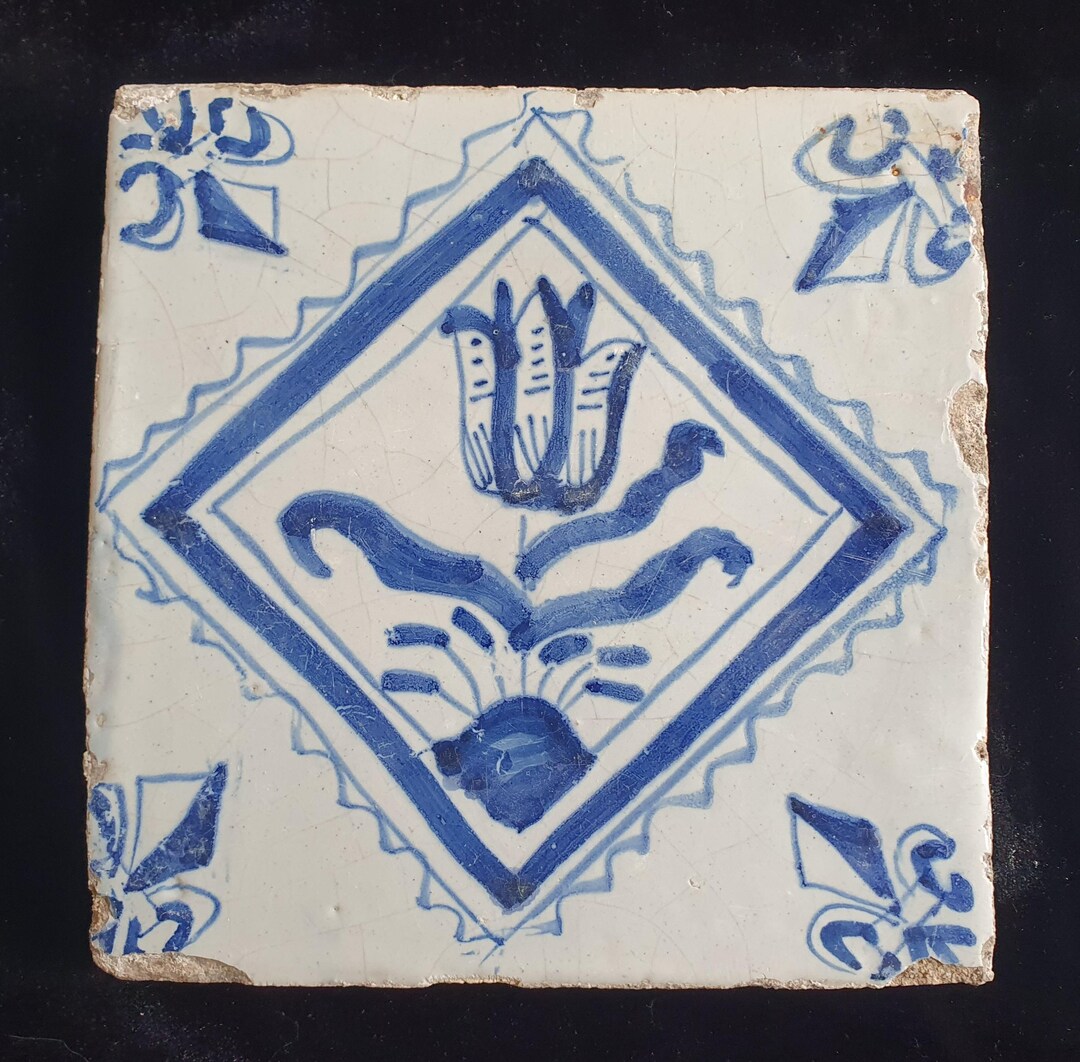 17th Century Dutch Delft Tulip Tile - Etsy