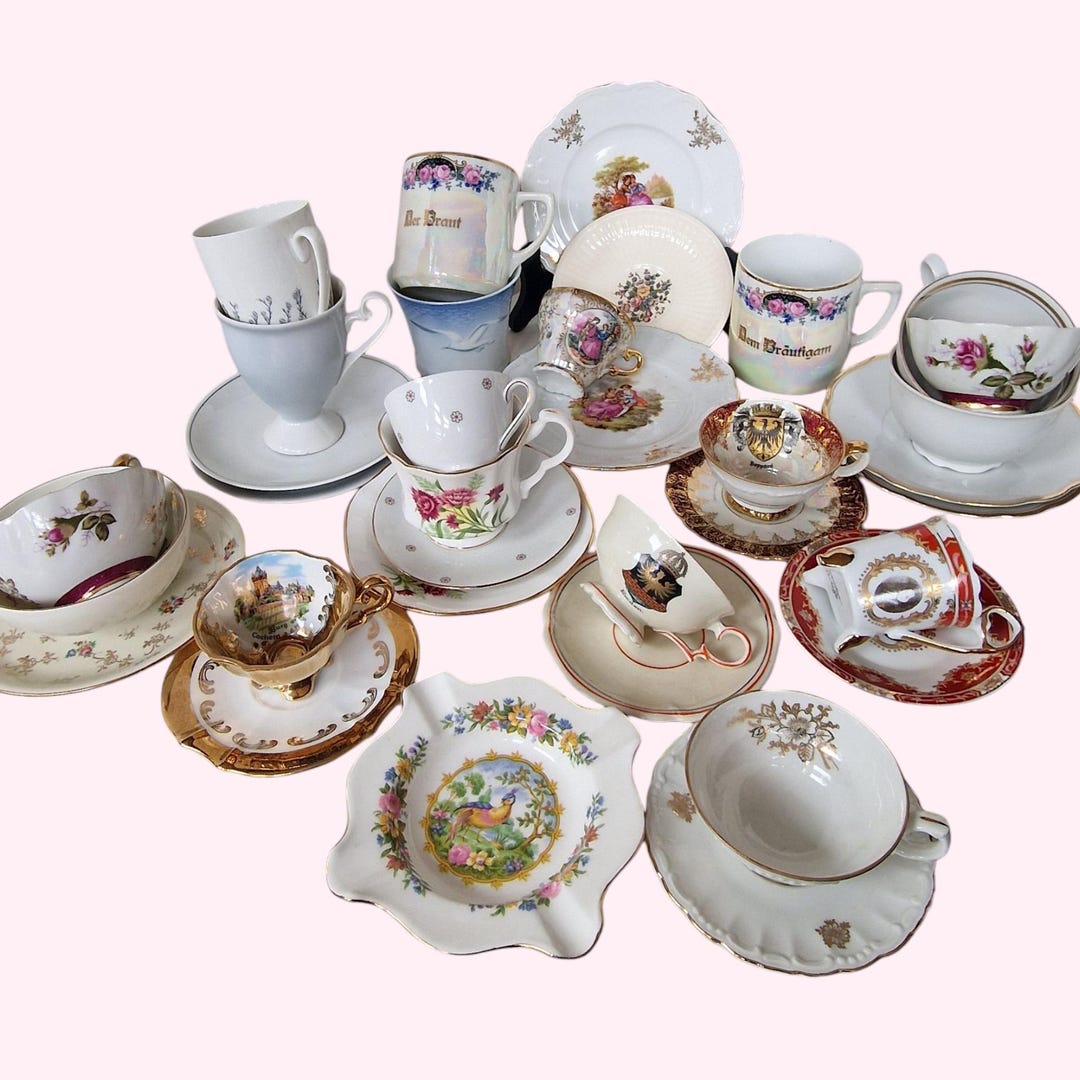 Vintage European Porcelain Tea Set, 34 Piece, Bing & Grondahl, Wedgwood ...