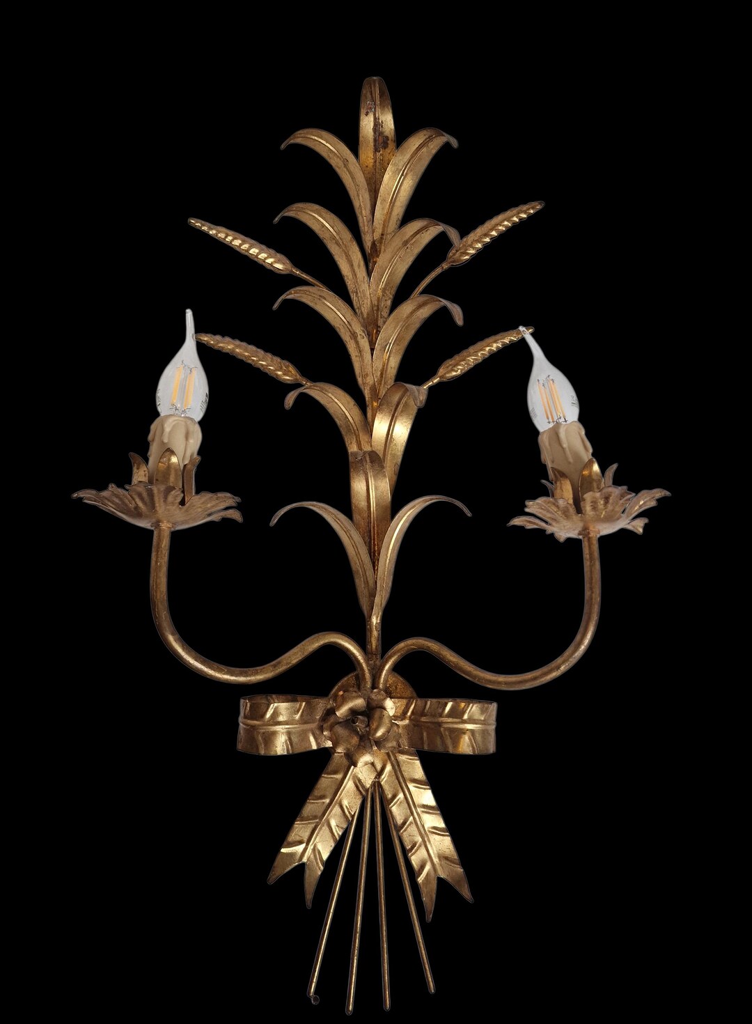 Coco Chanel' Large Iconic Gilded Ears of Corn Wall Lamp, by Hans Kögl ...
