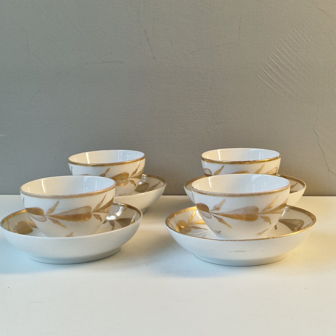18th Century French Faience 4 Cups and Saucers Goldgilt - Etsy