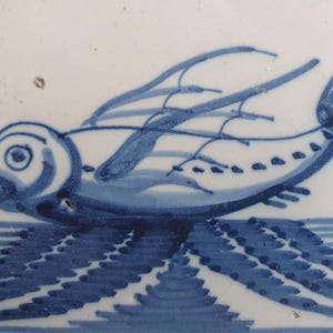 Fish Dutch Delft Blue Tile Nederlandse Tegel - Op Zee Grond, 18e Eeuw ...