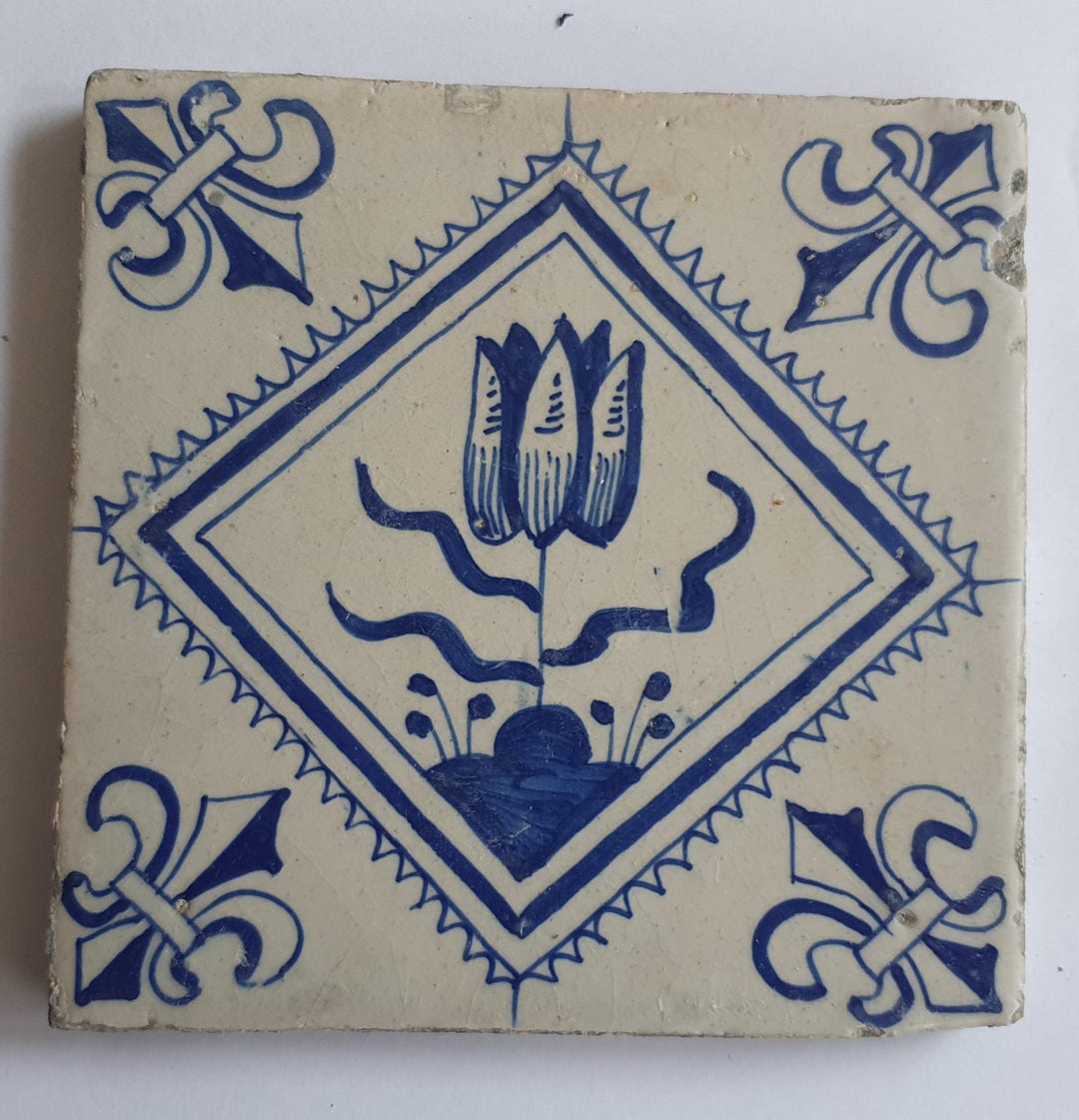 17th Century Dutch Delft Tulip Tile, Antique Floral Decor - Etsy