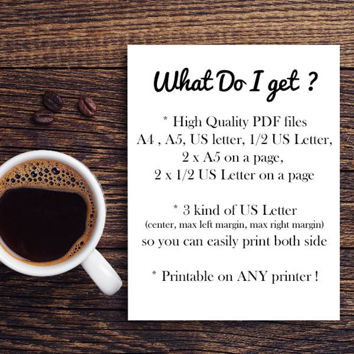 Printable Weekly Planner 4 Sizes Planner US Letter Planner, A4 Planner ...