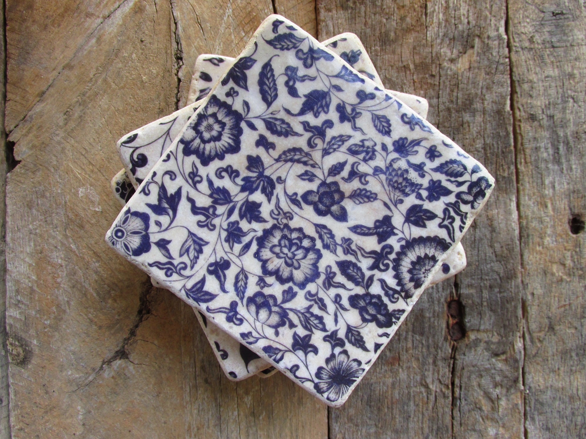 Delft Blue Coasters. Delft Blue Floral Coasters. Chinoiserie - Etsy