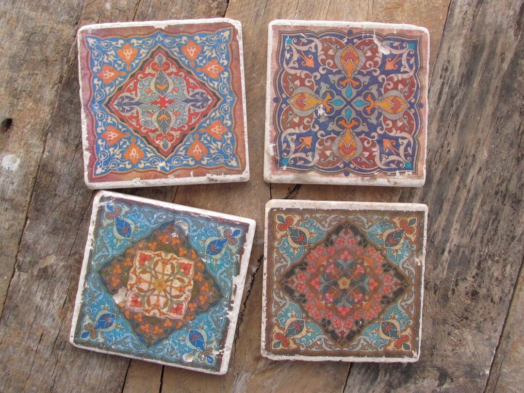 Rustic Moroccan Coasters. Boho Tile Coasters. Etsy Coasters. Mandala ...