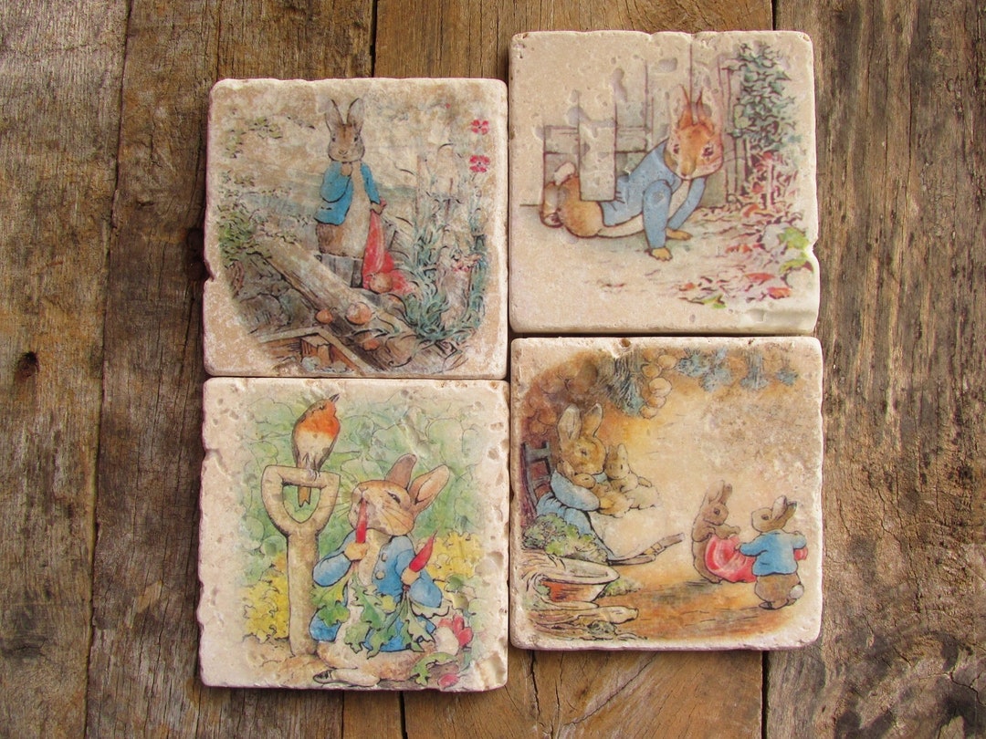 Vintage Style Peter Rabbit Coasters. Bookstore Decor. Peter Rabbit ...