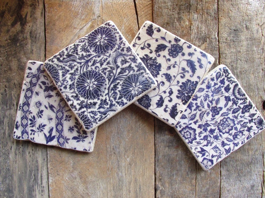 Delft Blue Coasters. Delft Blue Floral Coasters. Chinoiserie Coaster ...