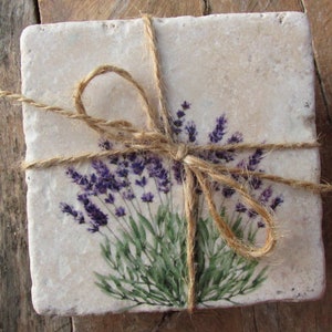 Vintage Lavender Coasters. Lavender Stone. Herb Decor. - Etsy