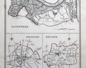 Old Map of Reigate - Etsy UK