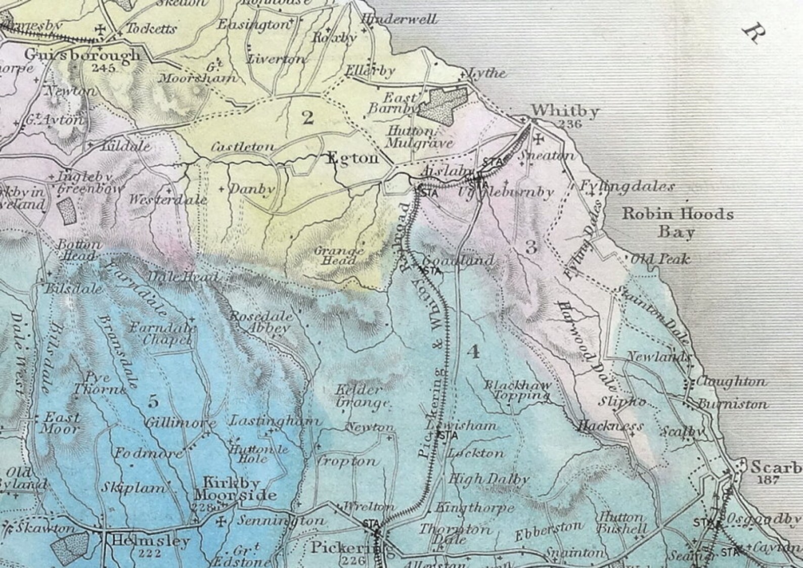 Antique Map YORKSHIRE, NORTH RIDING, East Part, J.archer Original ...