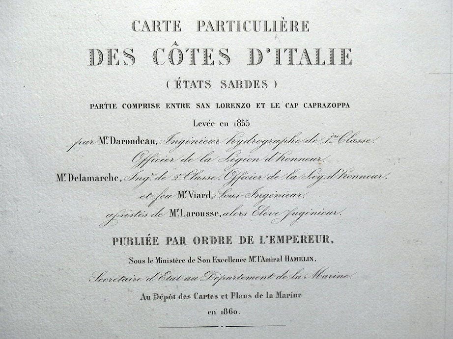 Antique Sea Chart RIVIERA DI PONENTE, Alassio Albenga Loano Imperia ...