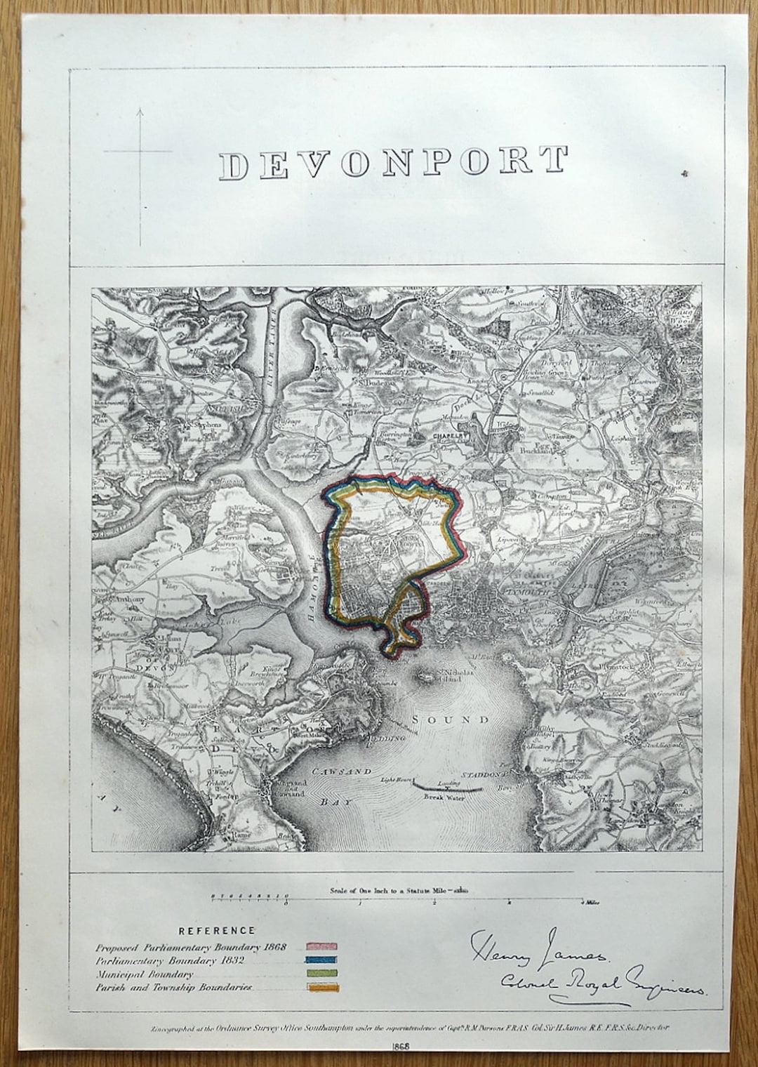 Antique Map DEVONPORT, PLYMOUTH, DEVON, Saltash, Plymstock, St.budeaux ...