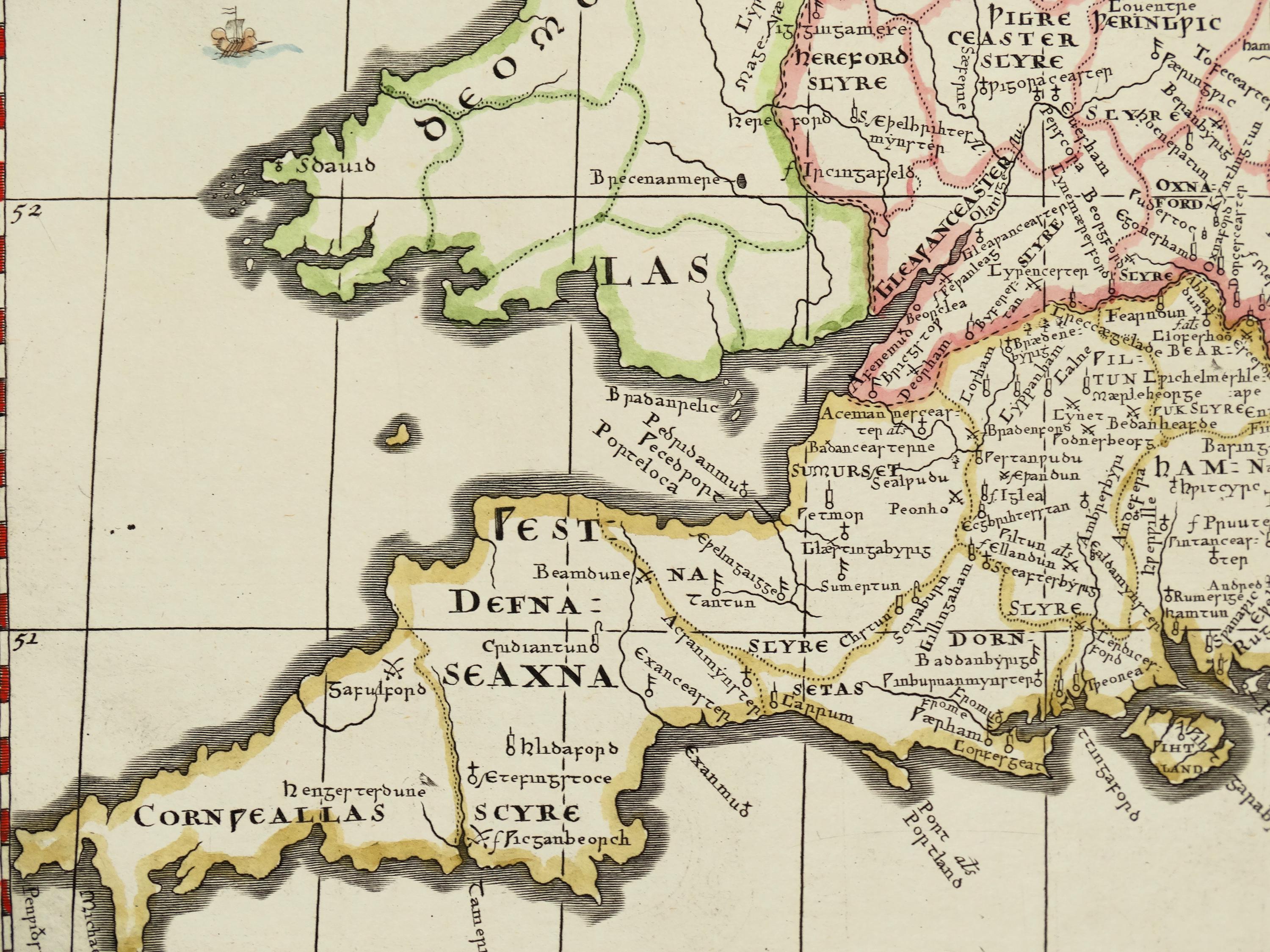 Antique Map SAXON BRITAIN Britannia Saxonica Robert Morden Original ...