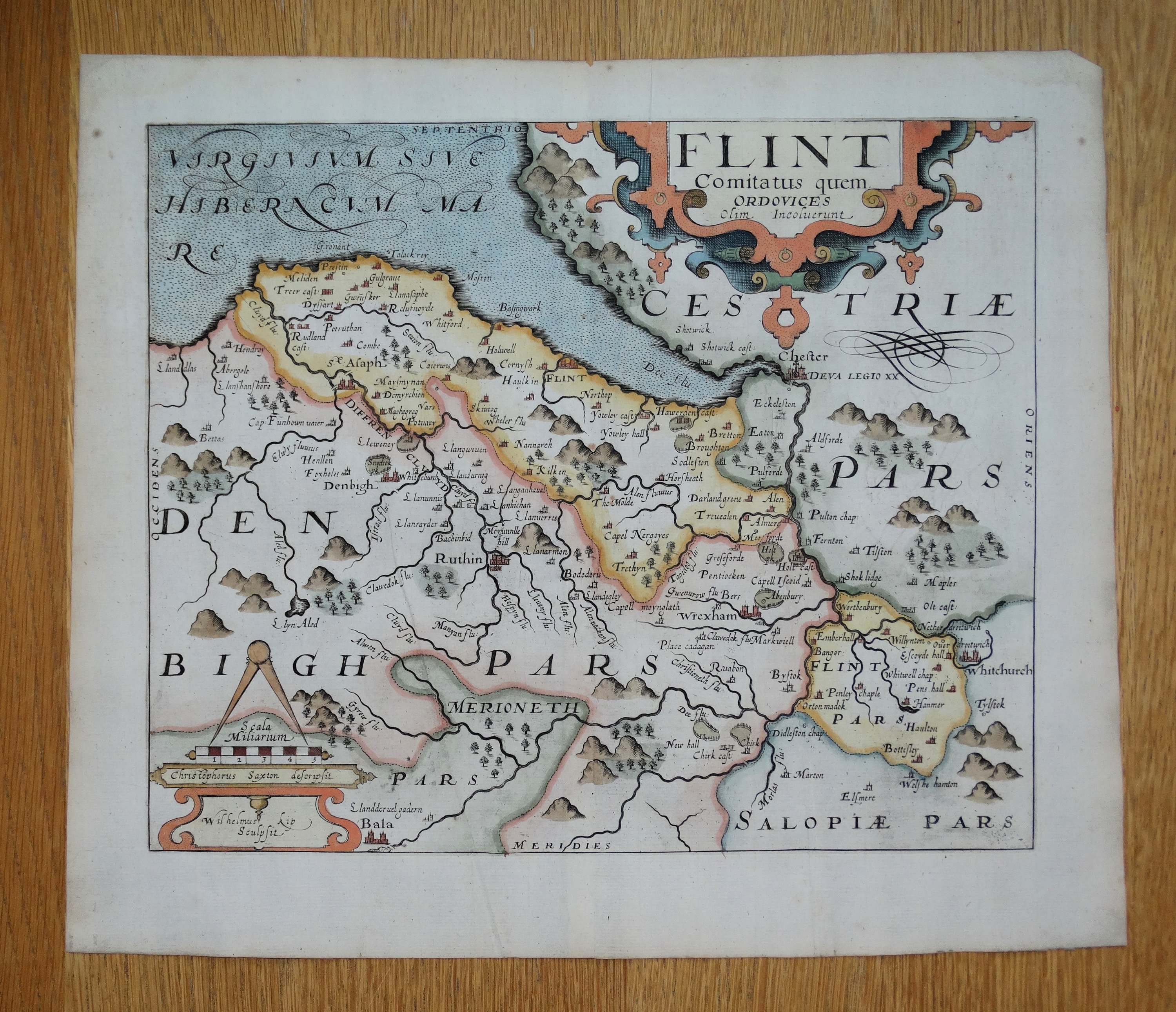 Antique Map FLINTSHIRE, FLINT, WALES Saxton & Kip, Camden Original Map ...