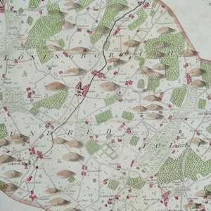 Antique Map FOLKESTONE HUNDRED, Hawkinge, Alkham, Elham, Swingfield ...