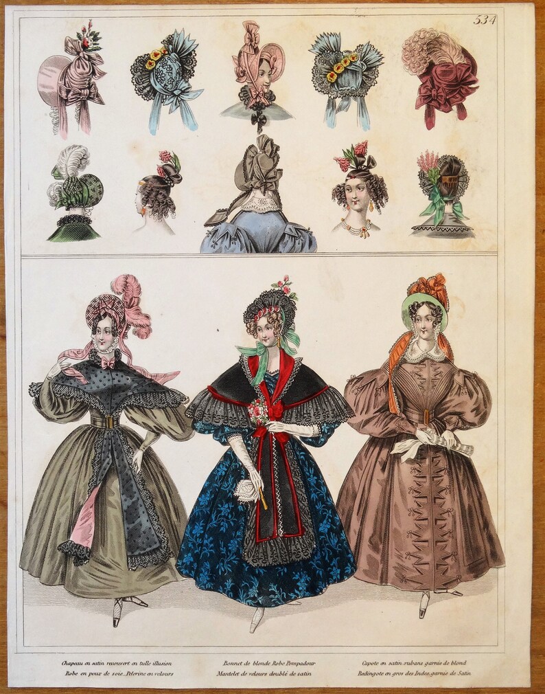 Antique Print PERIOD Costume,townsend Ladies Paris Fashion Plate 534 ...