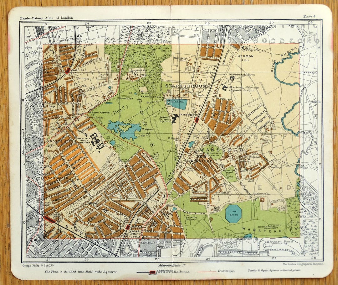 Antique Map London WANSTEAD, SNARESBROOK, LEYTON, Whipps Cross Vintage ...