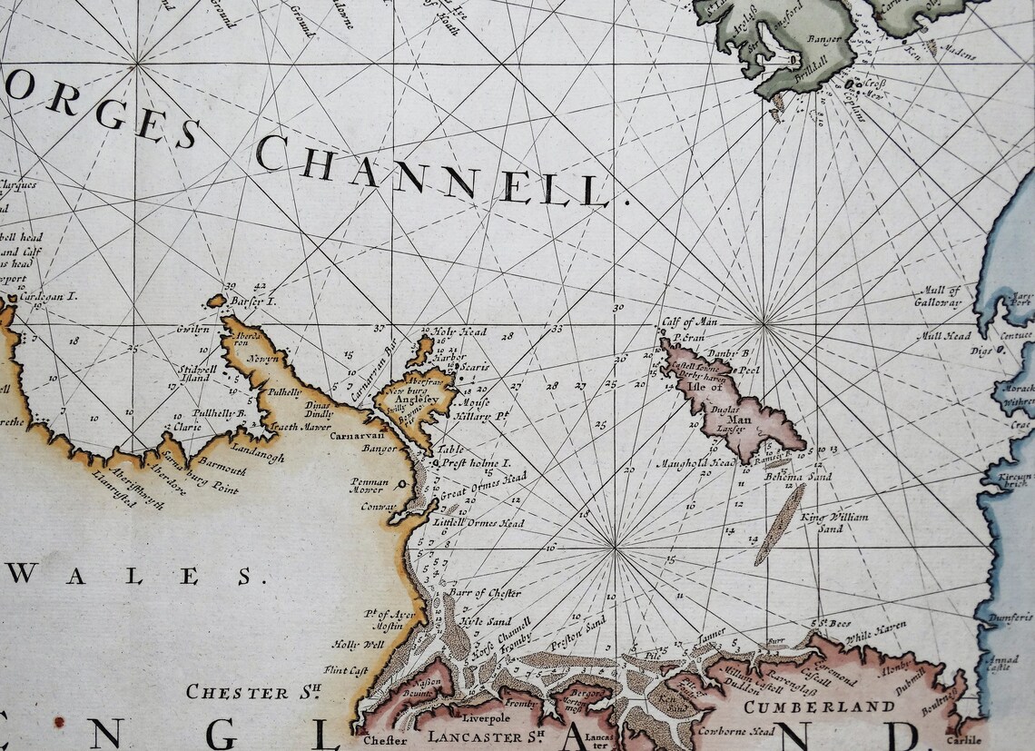 Antique Map Sea Chart St.george's CHANNEL Irish Sea - Etsy