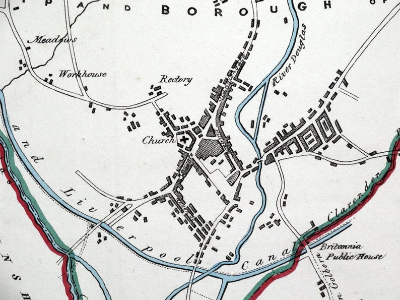 Antique Map WIGAN, LANCASHIRE, ENGLAND, Street Plan, Dawson 1832 - Etsy ...
