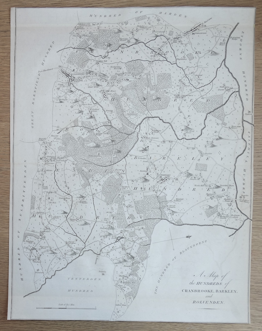 Antique Map Cranbrook,rolvenden,biddenden,benenden,staplehurst, Kent ...