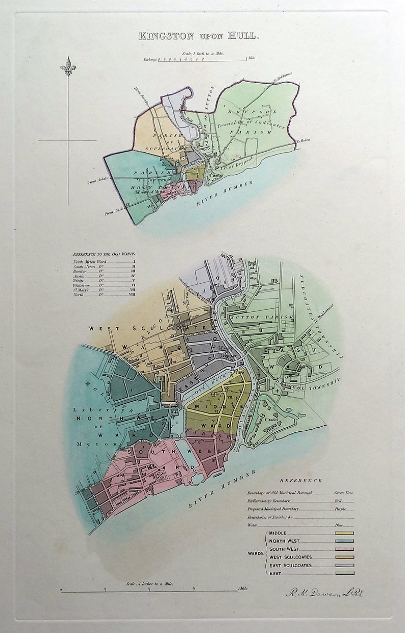 HULL KINGSTON Upon Hullyorkshirestreet Plan Dawson - Etsy