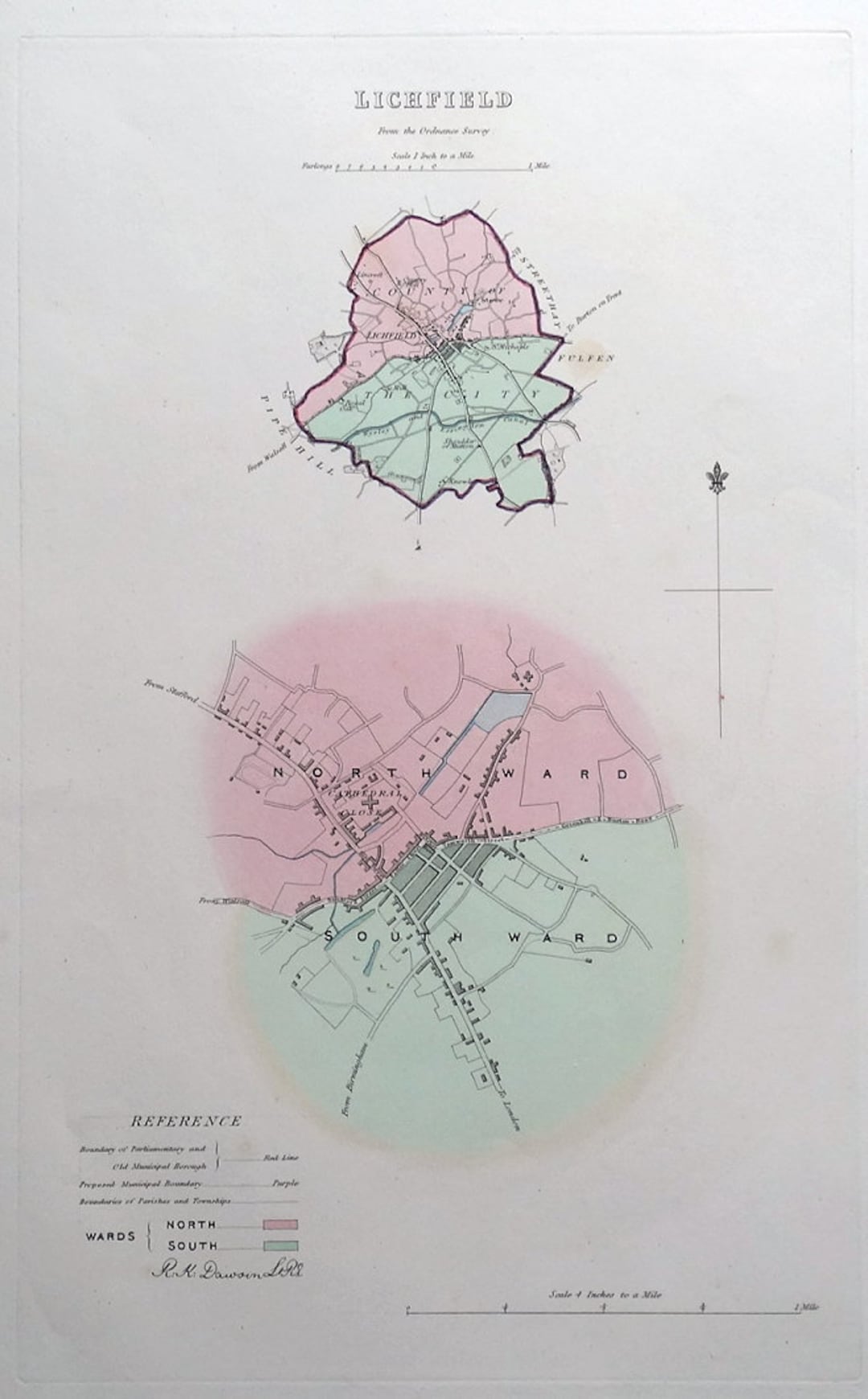 Antique Map LICHFIELD, STAFFORDSHIRE, UK, Street Plan, Dawson Original 1832 - Etsy