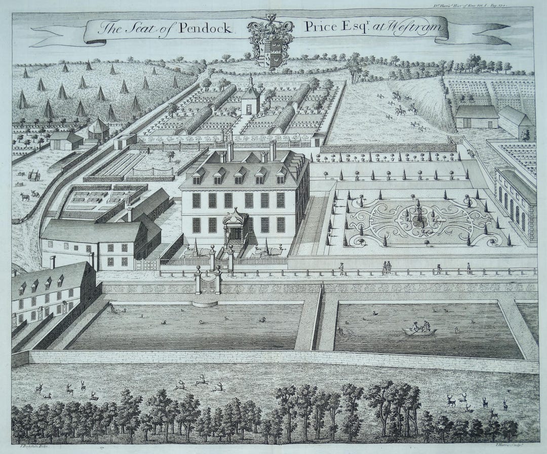 Antique Print MORANTS COURT Chevening, Kent, Original Johannes KIP ...