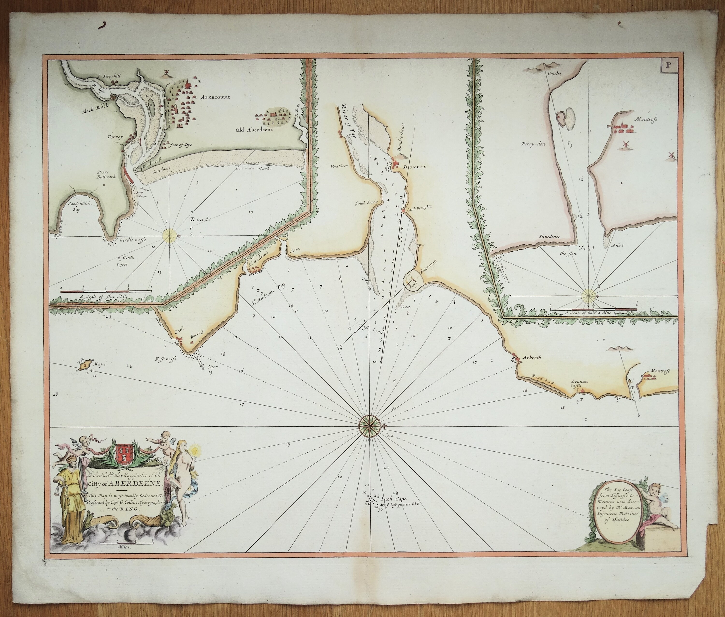 Antique Map Sea Chart ABERDEEN, SCOTLAND, Arbroath, Dundee, Montrose, G ...
