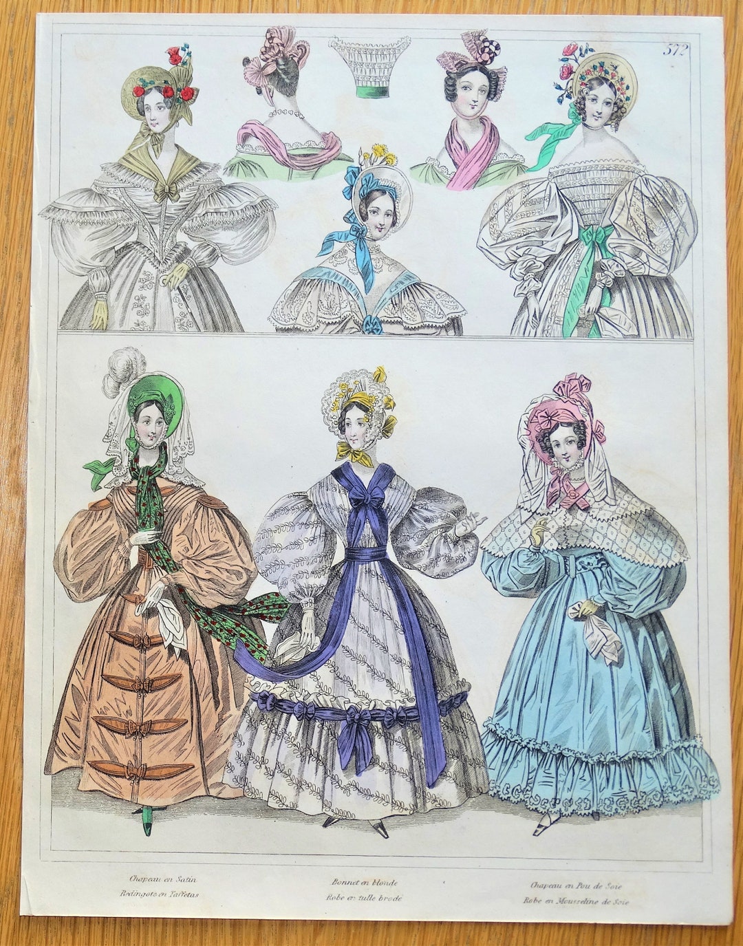 Antique Print PERIOD COSTUME, Townsend, Ladies Paris Fashion Plate 572 ...