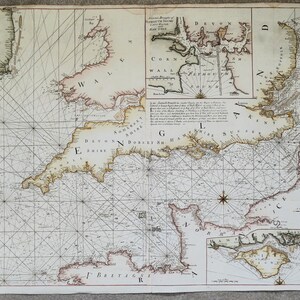 Antique Sea Chart ENGLISH CHANNEL Between England & France, G.collins ...