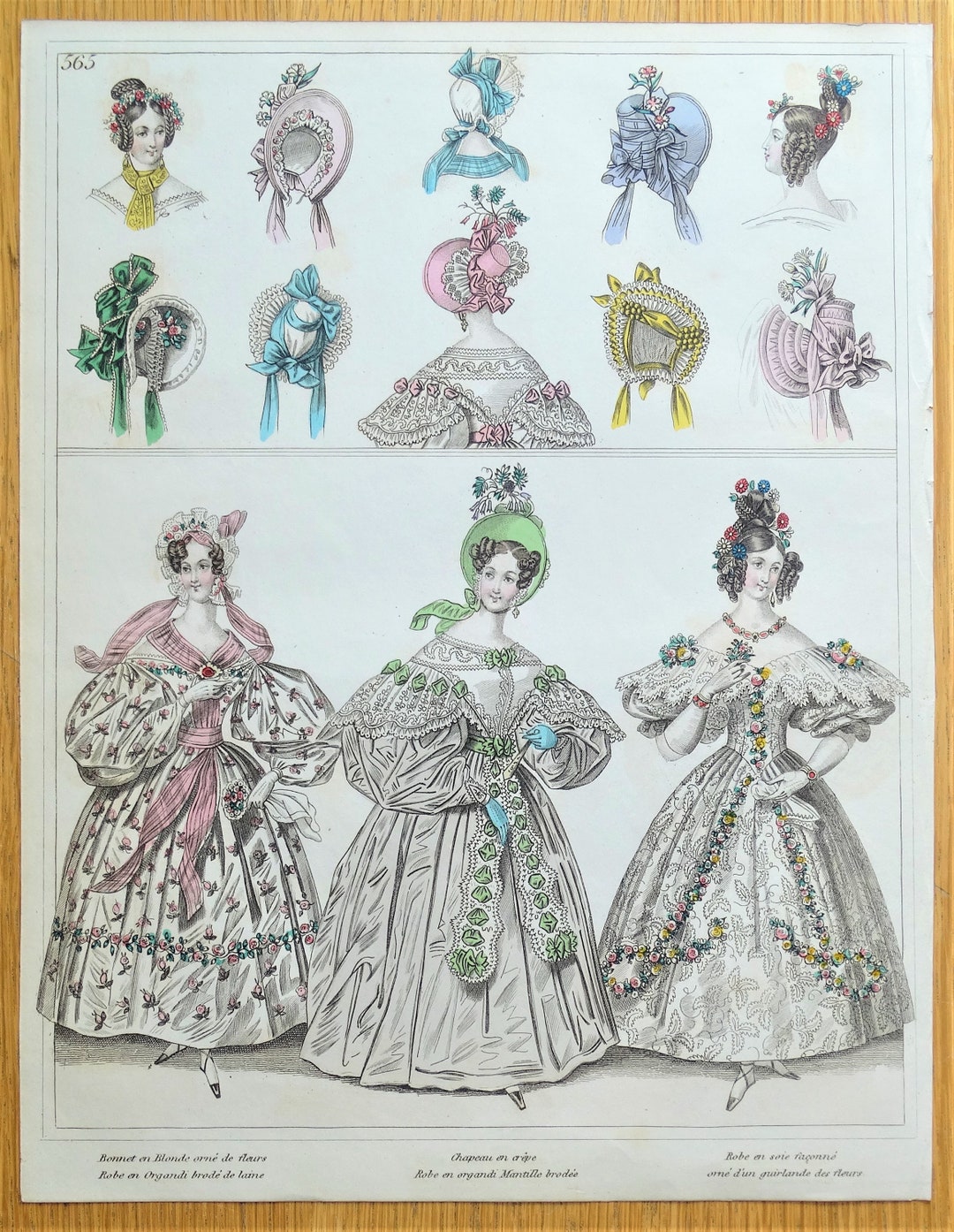 Antique Print PERIOD COSTUME, Townsend, Ladies Paris Fashion Plate 565 ...