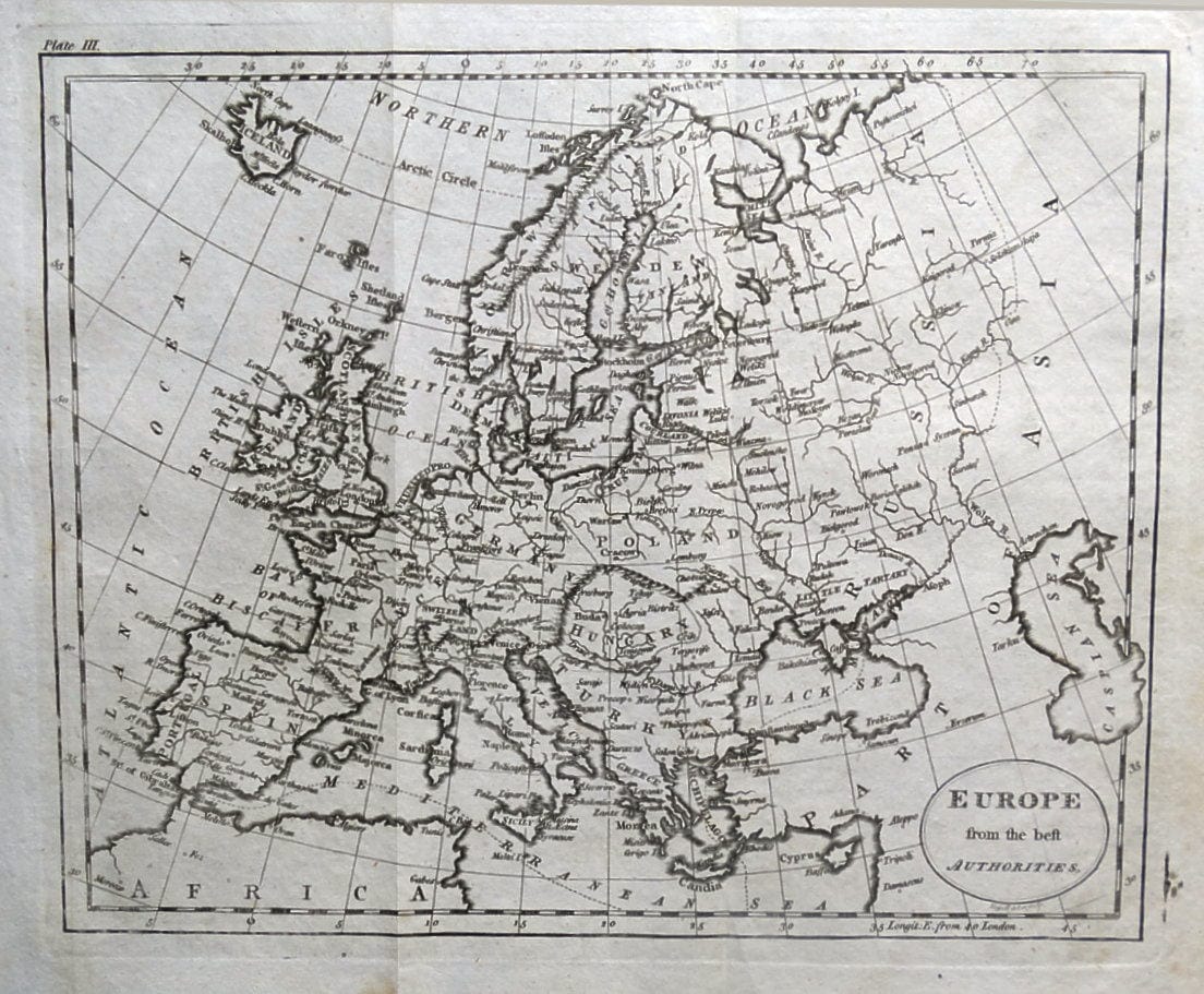 Mapa antiguo de EUROPA 1793 Cobre original grabado William - Etsy España