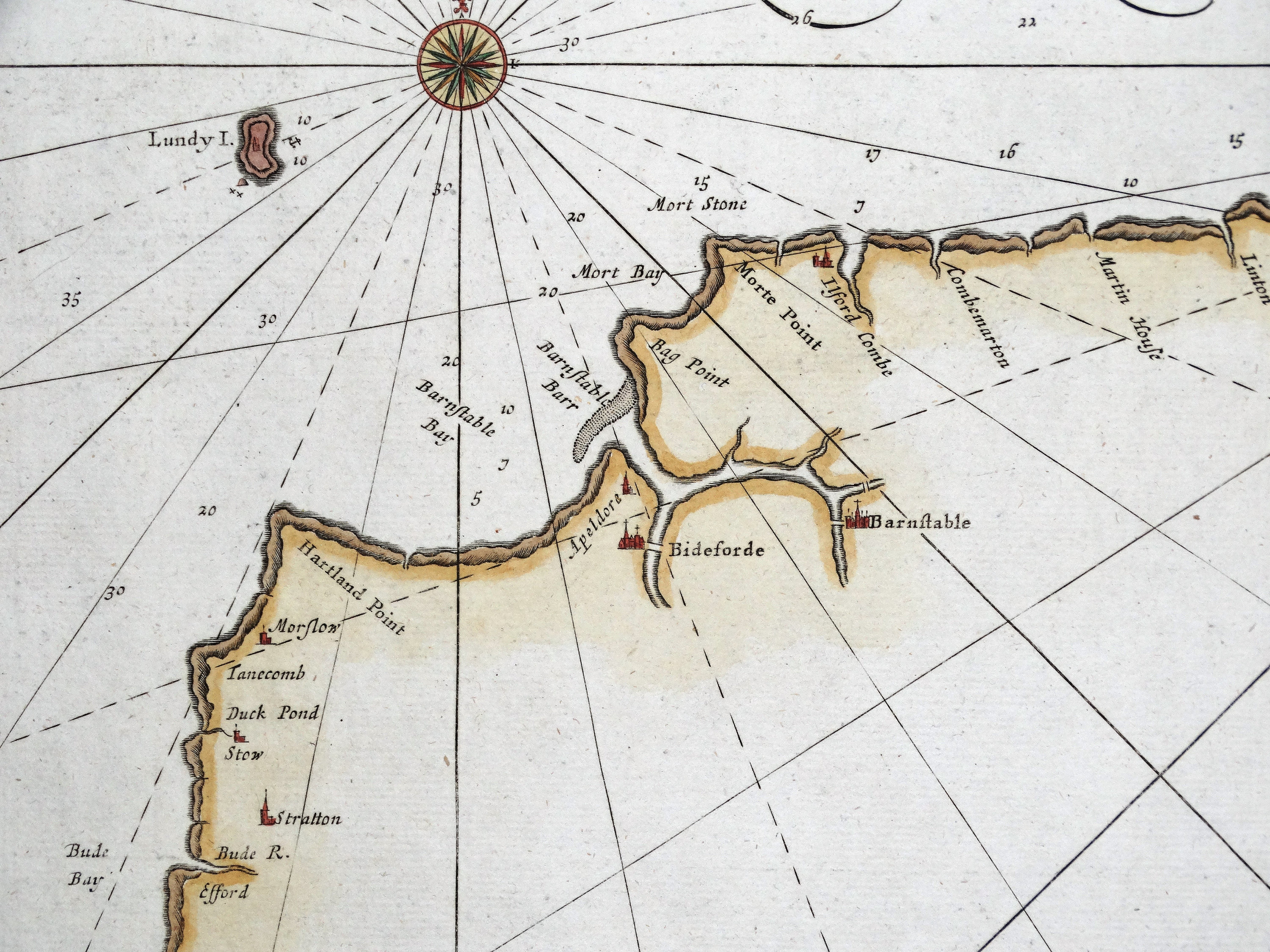 Antique Sea Chart BRISTOL CHANNEL, N.devon, S.wales Greenville Collins ...