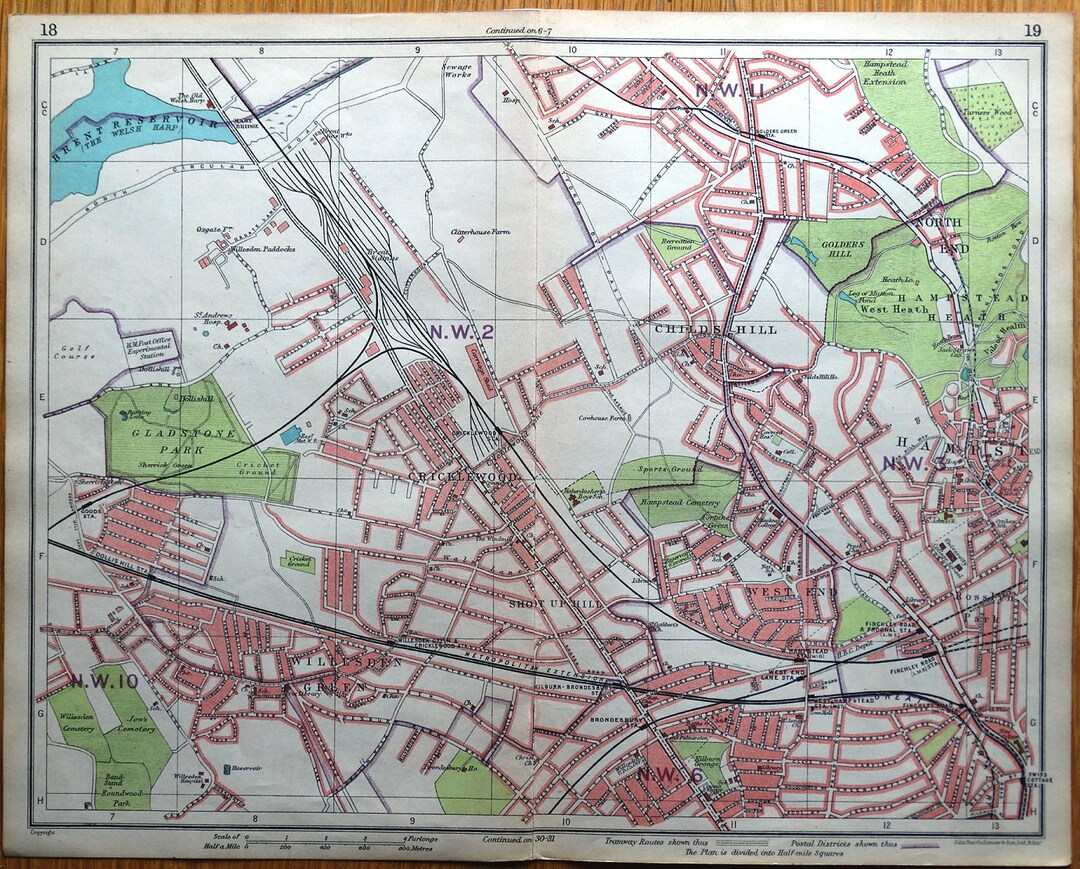 Antique Map CRICKLEWOOD, CHILDSHILL, HAMPSTEAD Original London Street ...