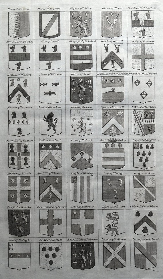 40 COATS OF ARMS Heraldic Shields Family Crests 4 original | Etsy
