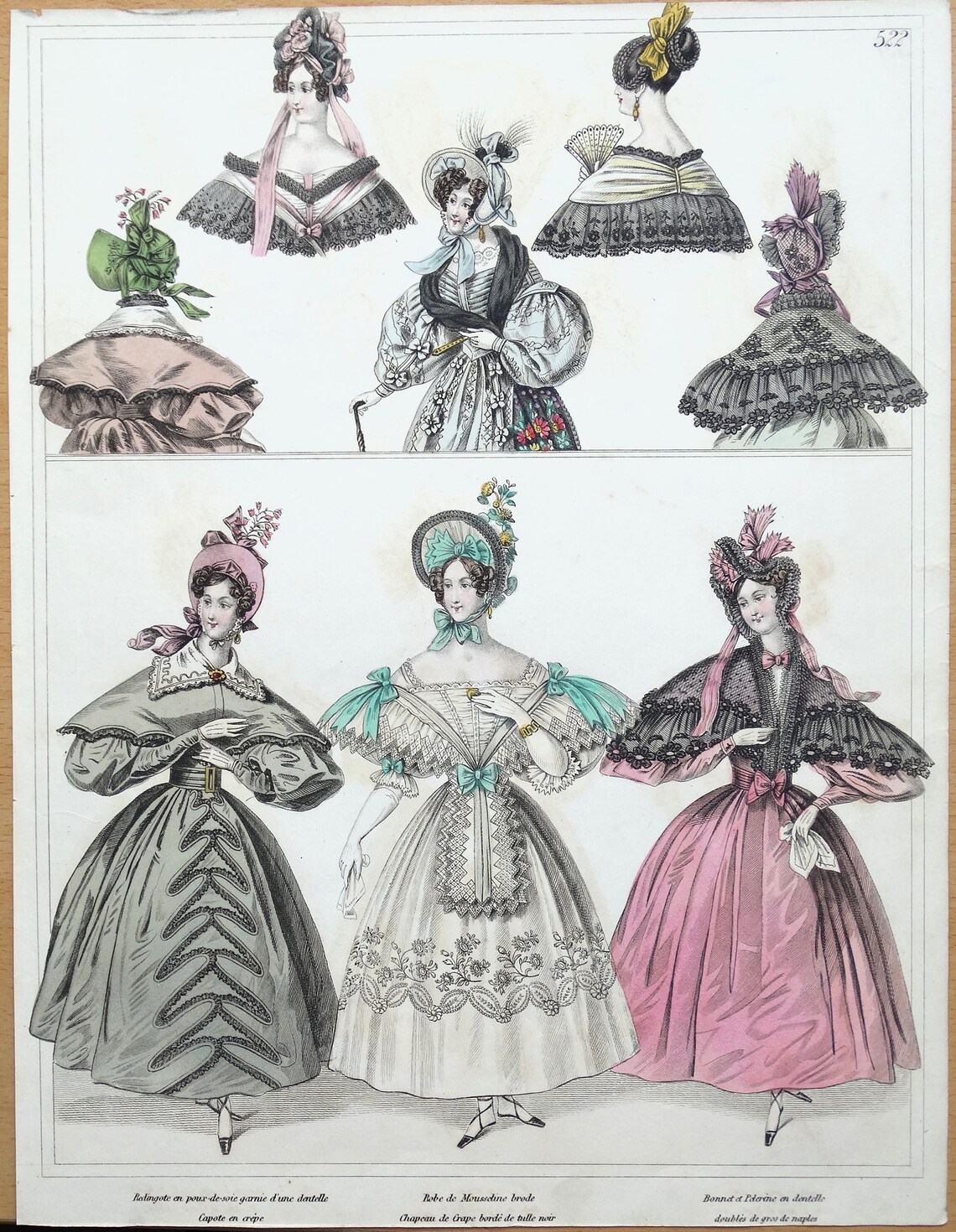 Antique Fashion Print, No 522 Townsend Ladies Paris Period Costume ...