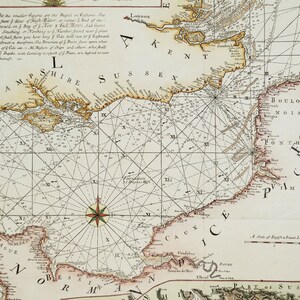 Antique Sea Chart ENGLISH CHANNEL Between England & France, G.collins ...