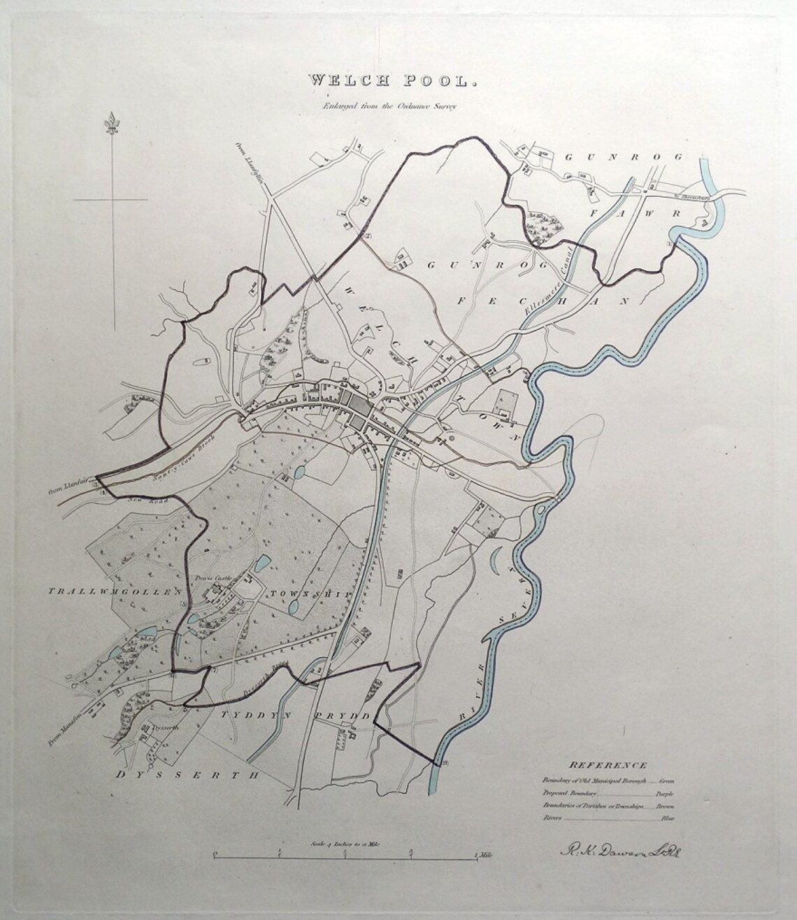WELSHPOOL POWYS WALES Street Plan Dawson Original Antique - Etsy