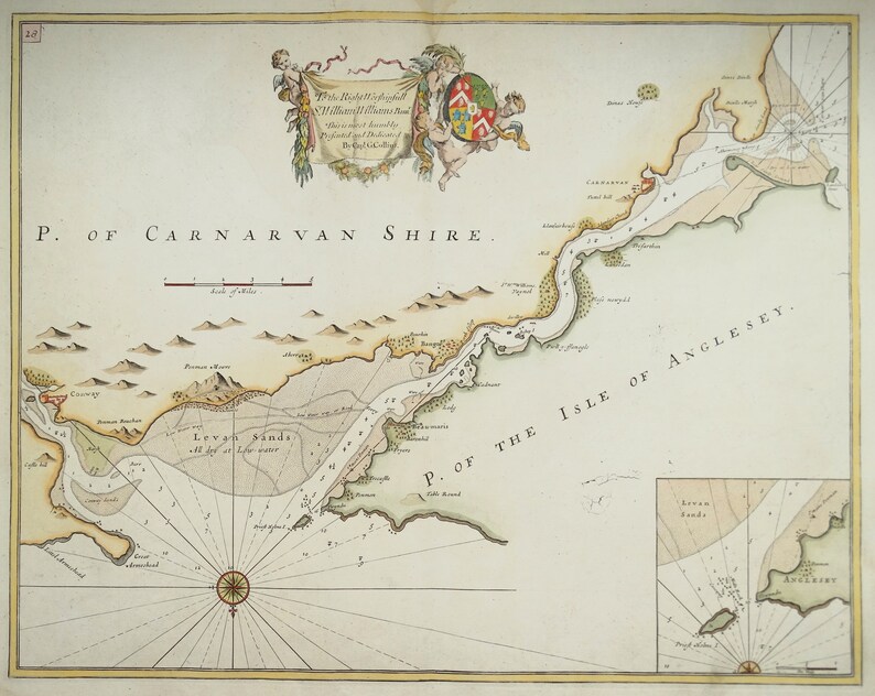 Antique Map Sea Chart MENAI STRAIT ANGLESEY Wales Conwy - Etsy Australia