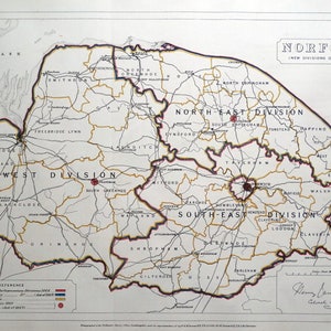 Antique Map NORFOLK, H.james Original County Map 1868 - Etsy