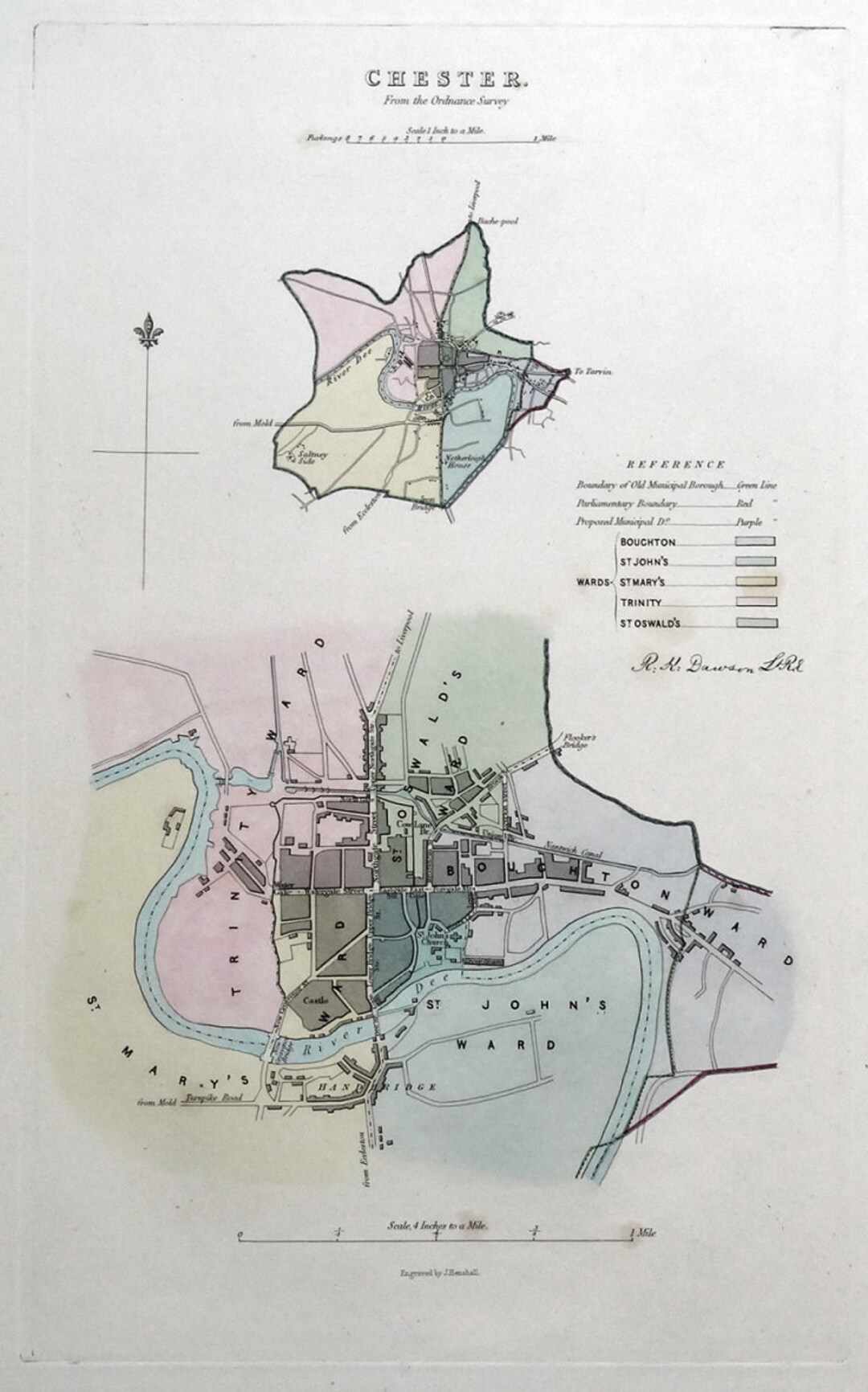 CHESTER UK City Street Plan Dawson Original Antique Map - Etsy