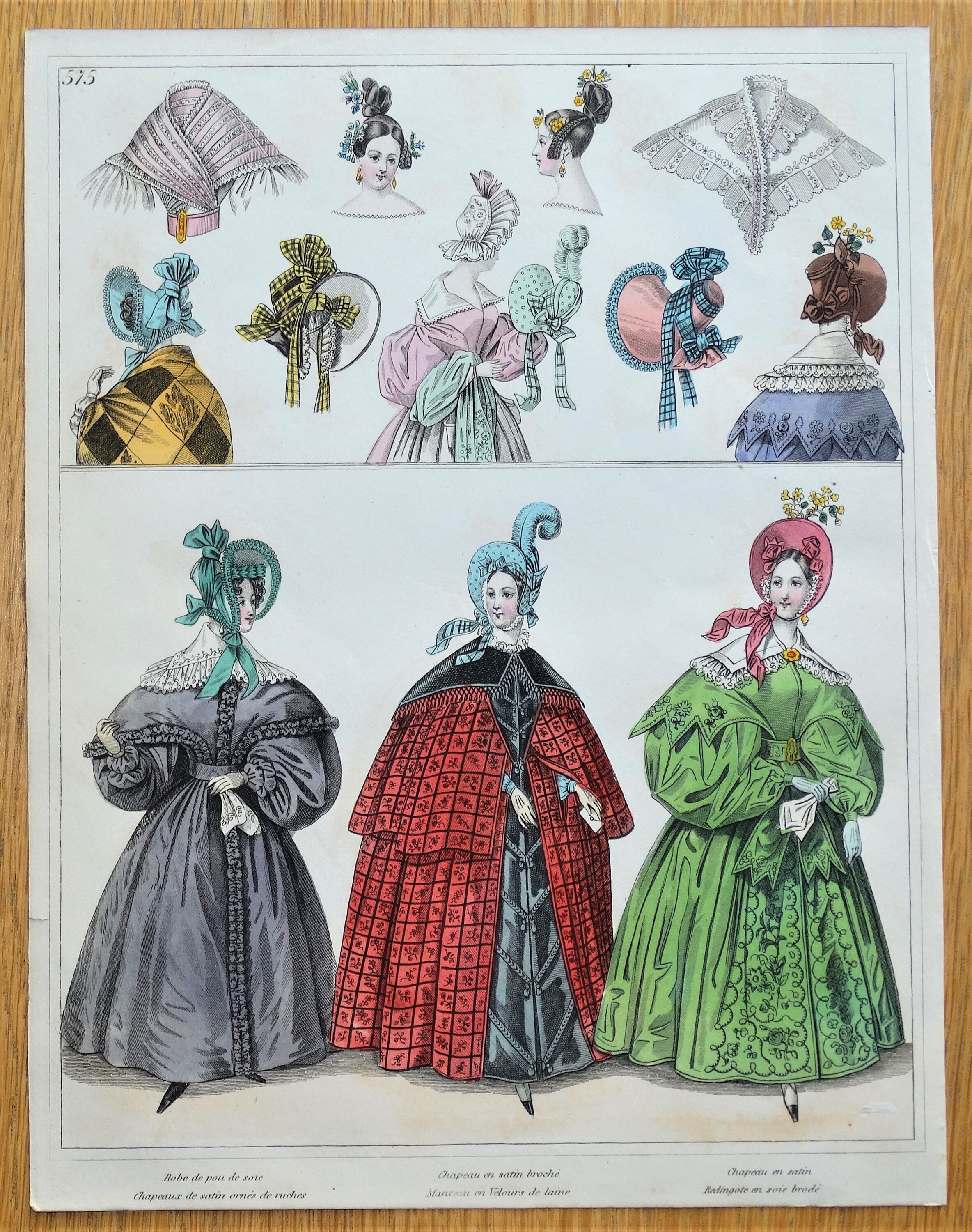 Antique Print PERIOD COSTUME, Townsend, Ladies Paris Fashion Plate 575 ...