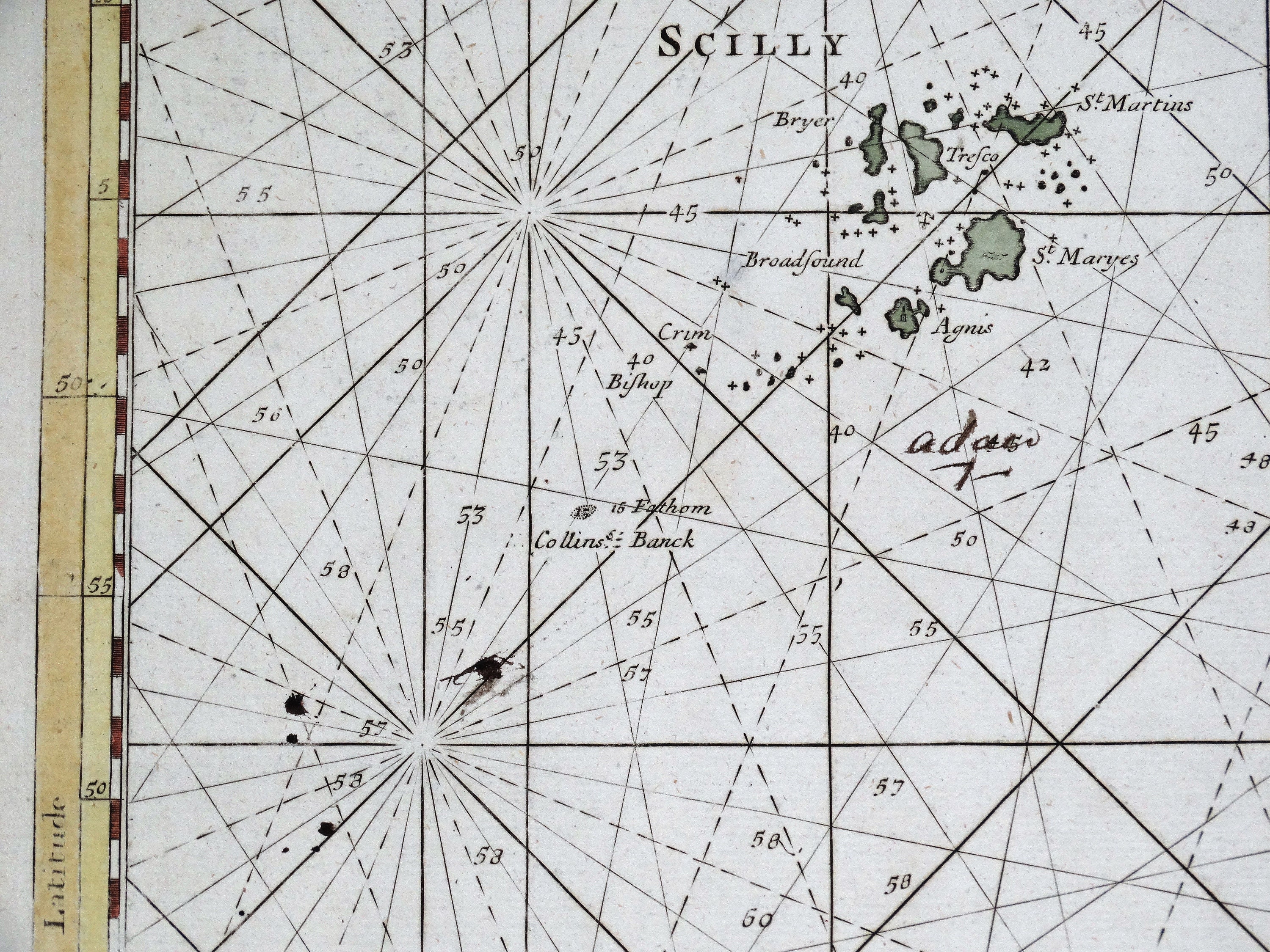 Antique Map Sea Chart SCILLY ISLES, CORNWALL, Land's End, Greenville ...