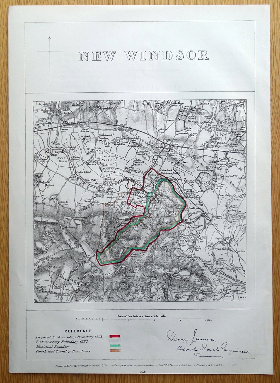 Antique Map WINDSOR, BERKSHIRE Boveney, Eton, Clewer,datchet,winkfield ...