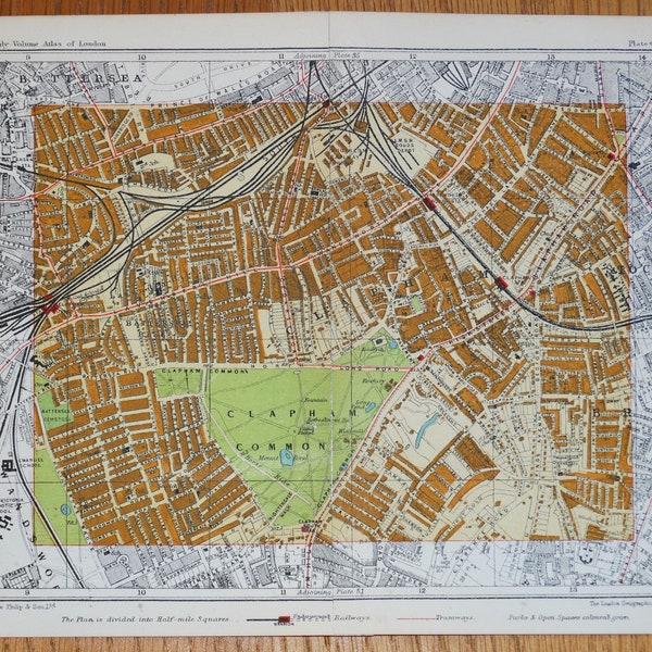 Antique Map Brixton - Etsy