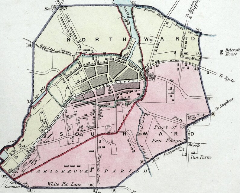 Antique Map NEWPORT, ISLE of WIGHT, Street Plan, Dawson Original 1832 ...