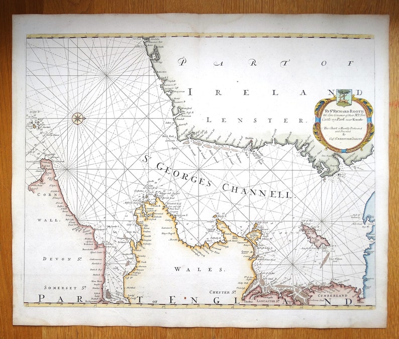 Antique Sea Chart St.george's CHANNEL, Irish Sea, Ireland, Cornwall ...