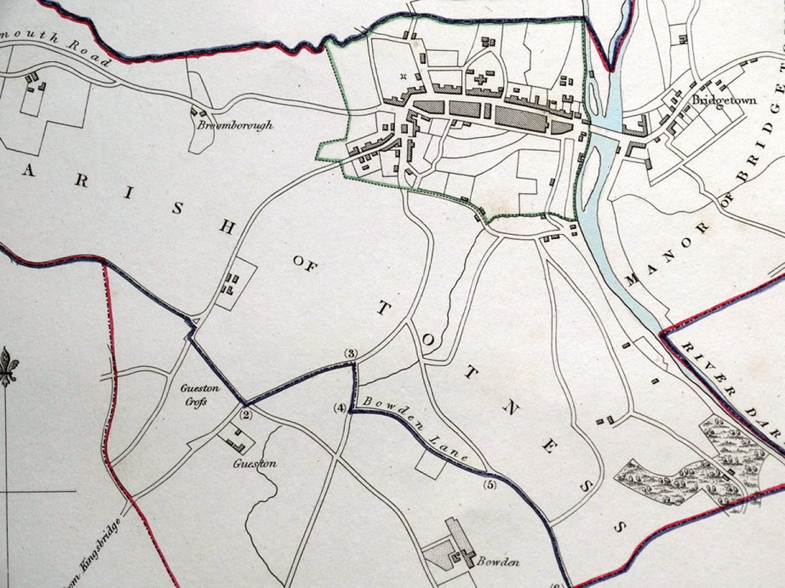TOTNES DEVON UK Street Plan Dawson Original Antique Map - Etsy